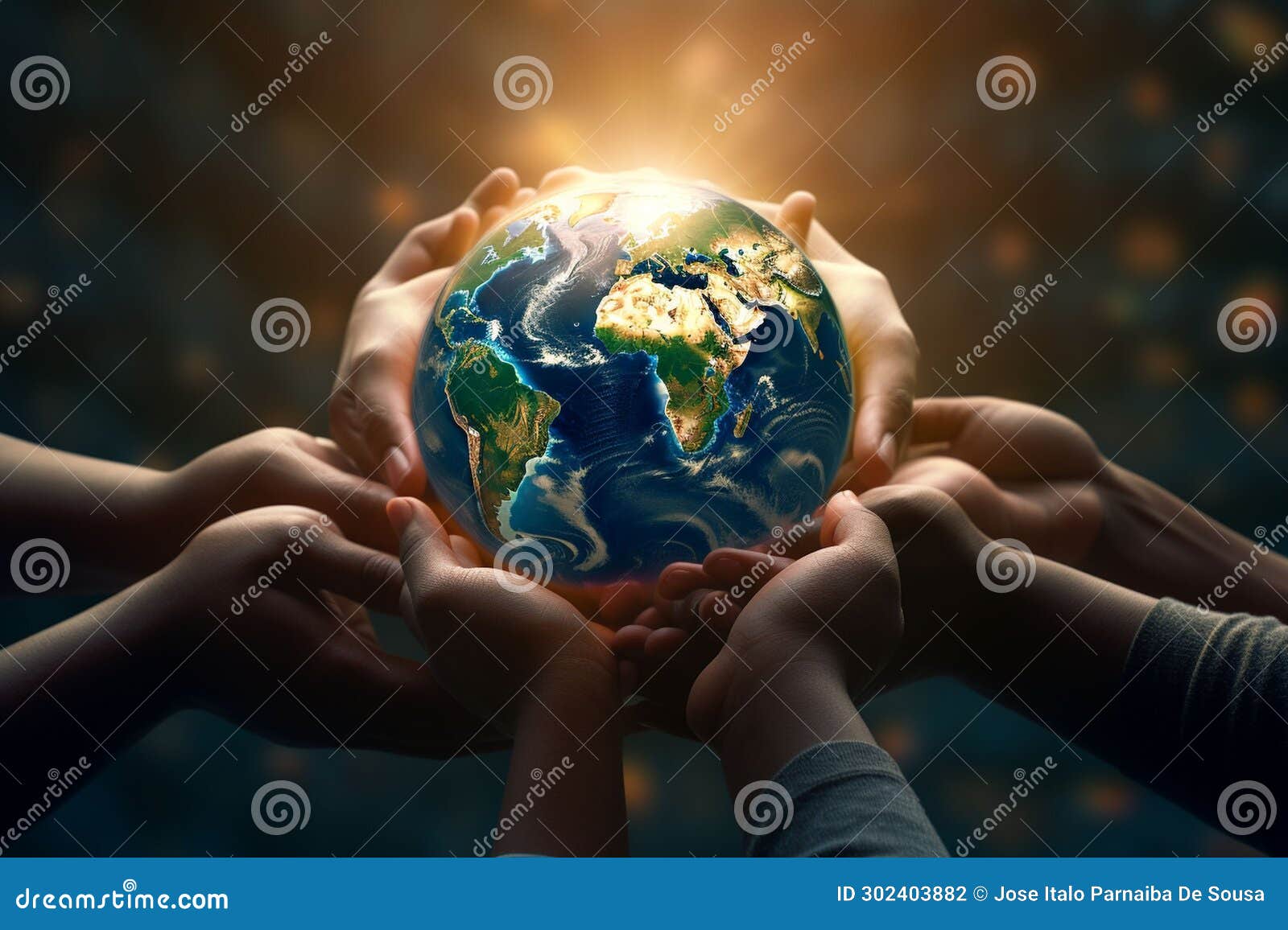 Inspirational Scene of Diverse Hands Holding Up Stock Illustration ...
