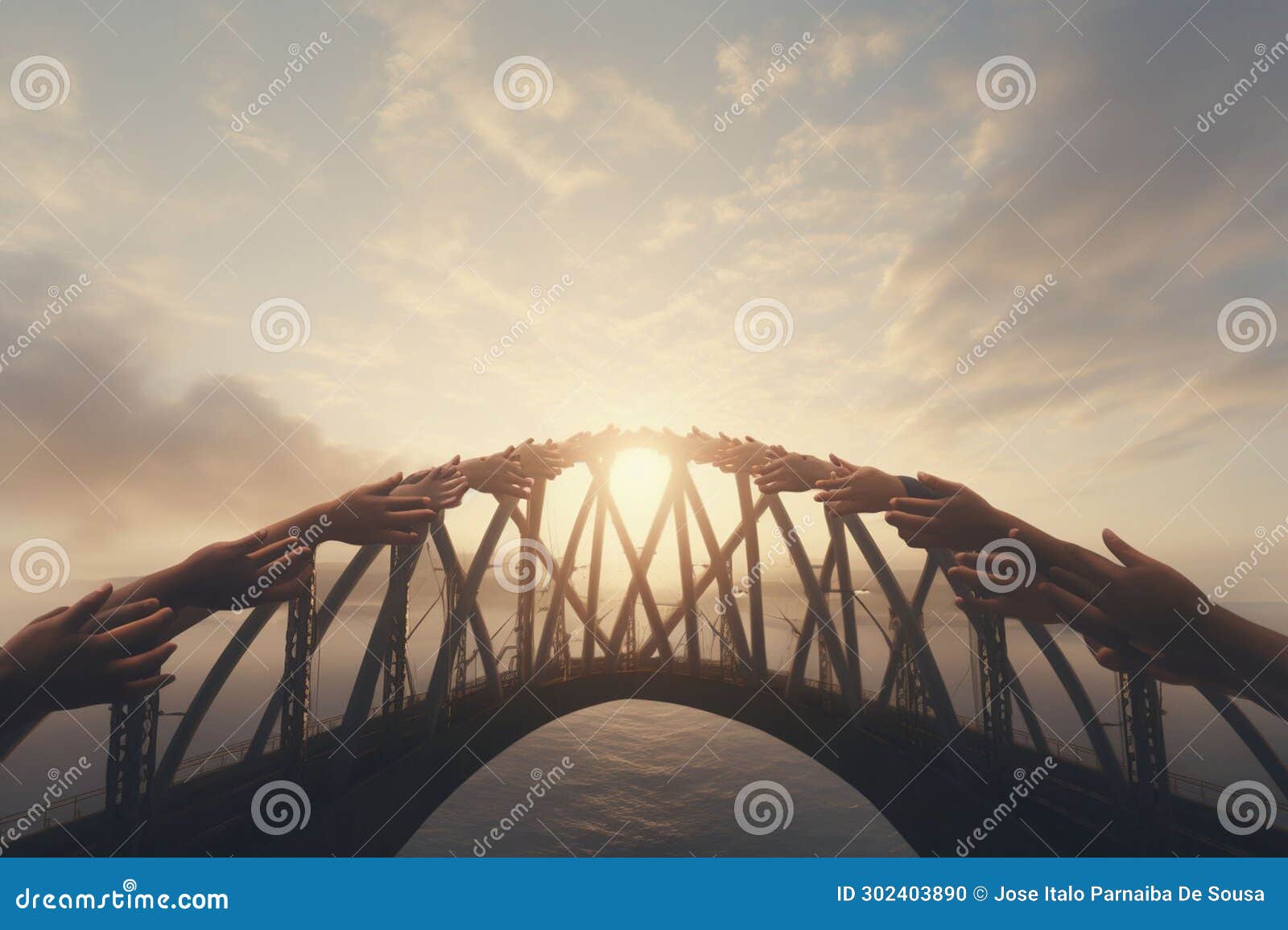Inspirational Scene of Hands Forming a Bridge Stock Illustration ...