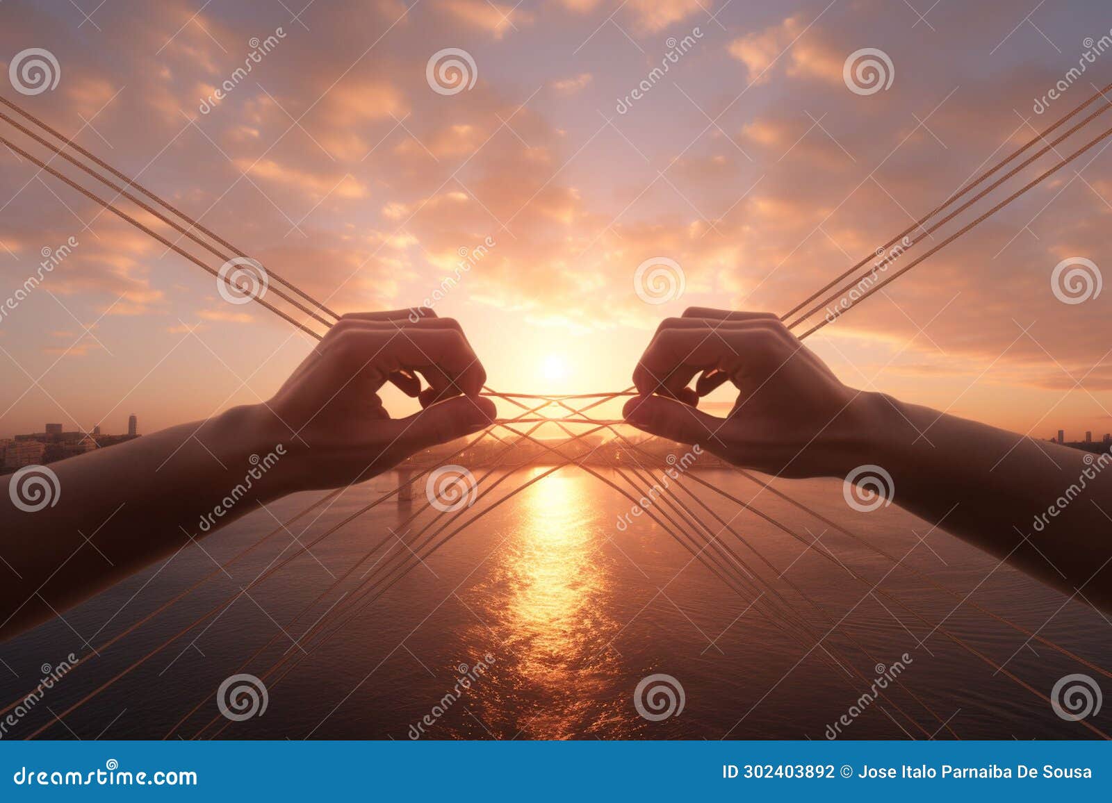 Inspirational Scene of Hands Forming a Bridge Stock Illustration ...