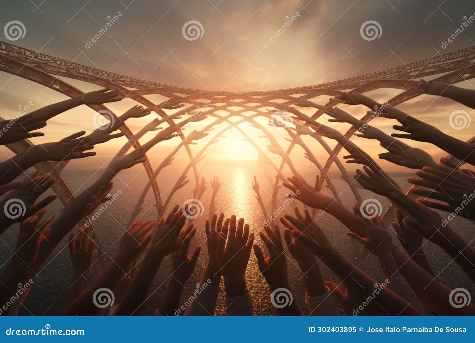 Inspirational Scene of Hands Forming a Bridge Stock Illustration ...