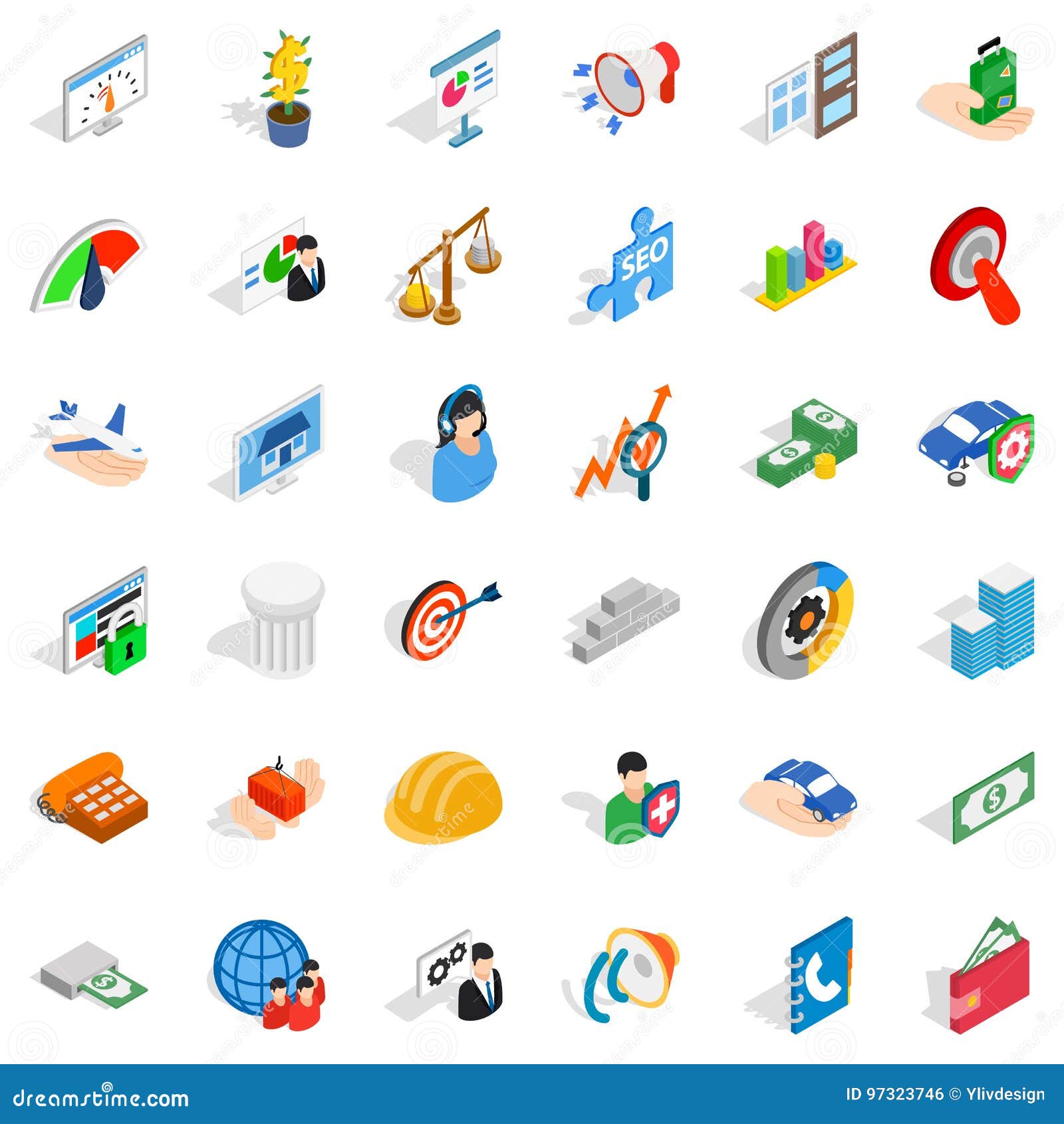 Inspire Idea Icons Set, Isometric Style Stock Vector - Illustration of ...