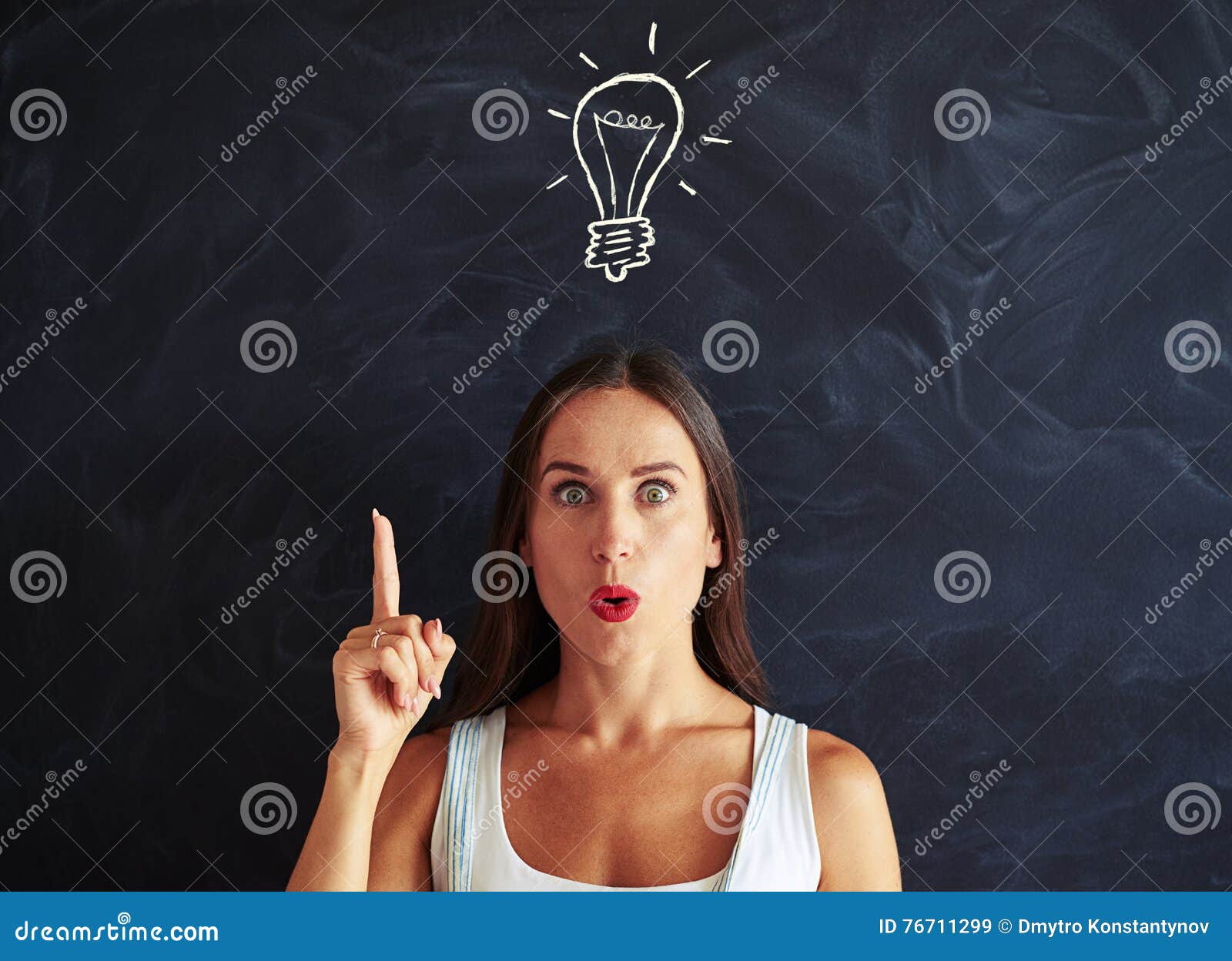 Inspired Face of Young Woman Having Brainstorm Stock Image - Image of ...