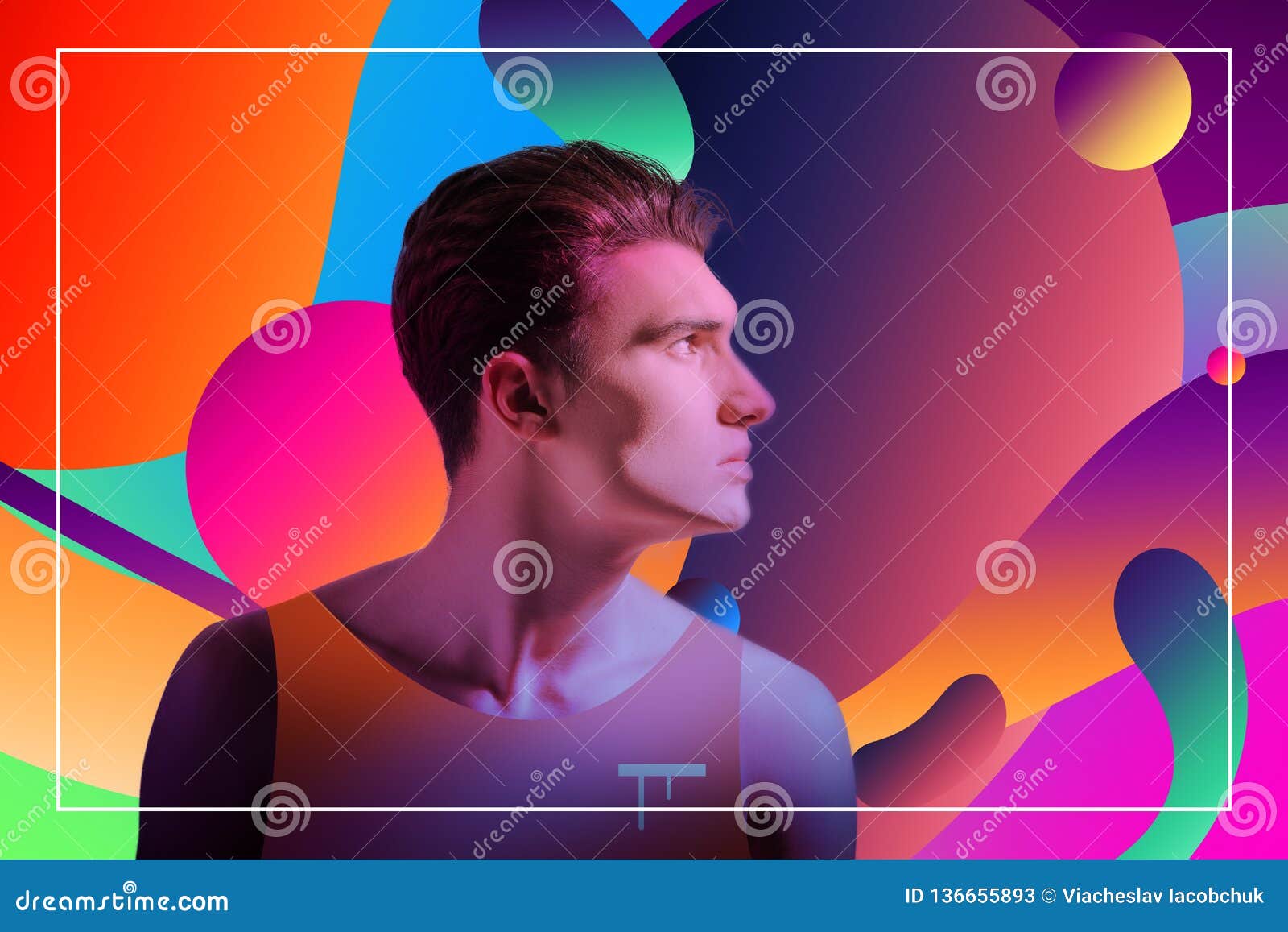 Inspired Handsome Guy Looking Forward To You Stock Illustration ...