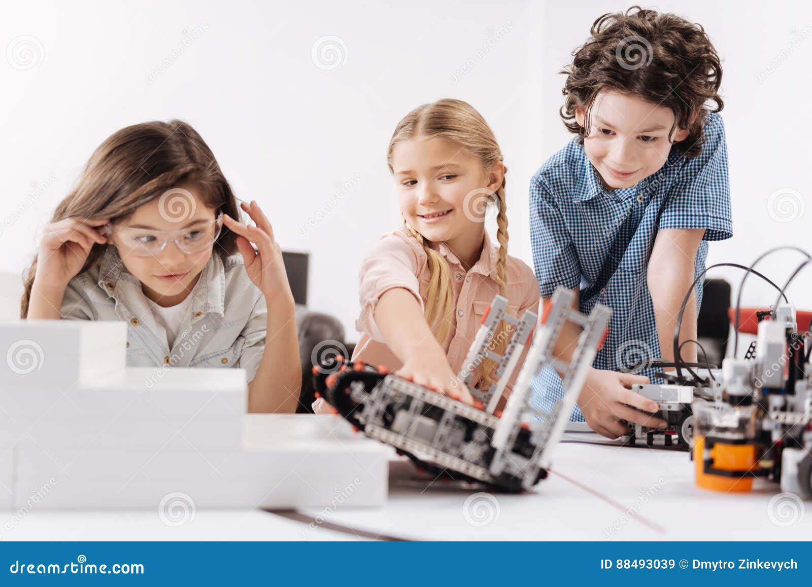 Inspired Kids Testing Cyber Robots at School Stock Image - Image of ...