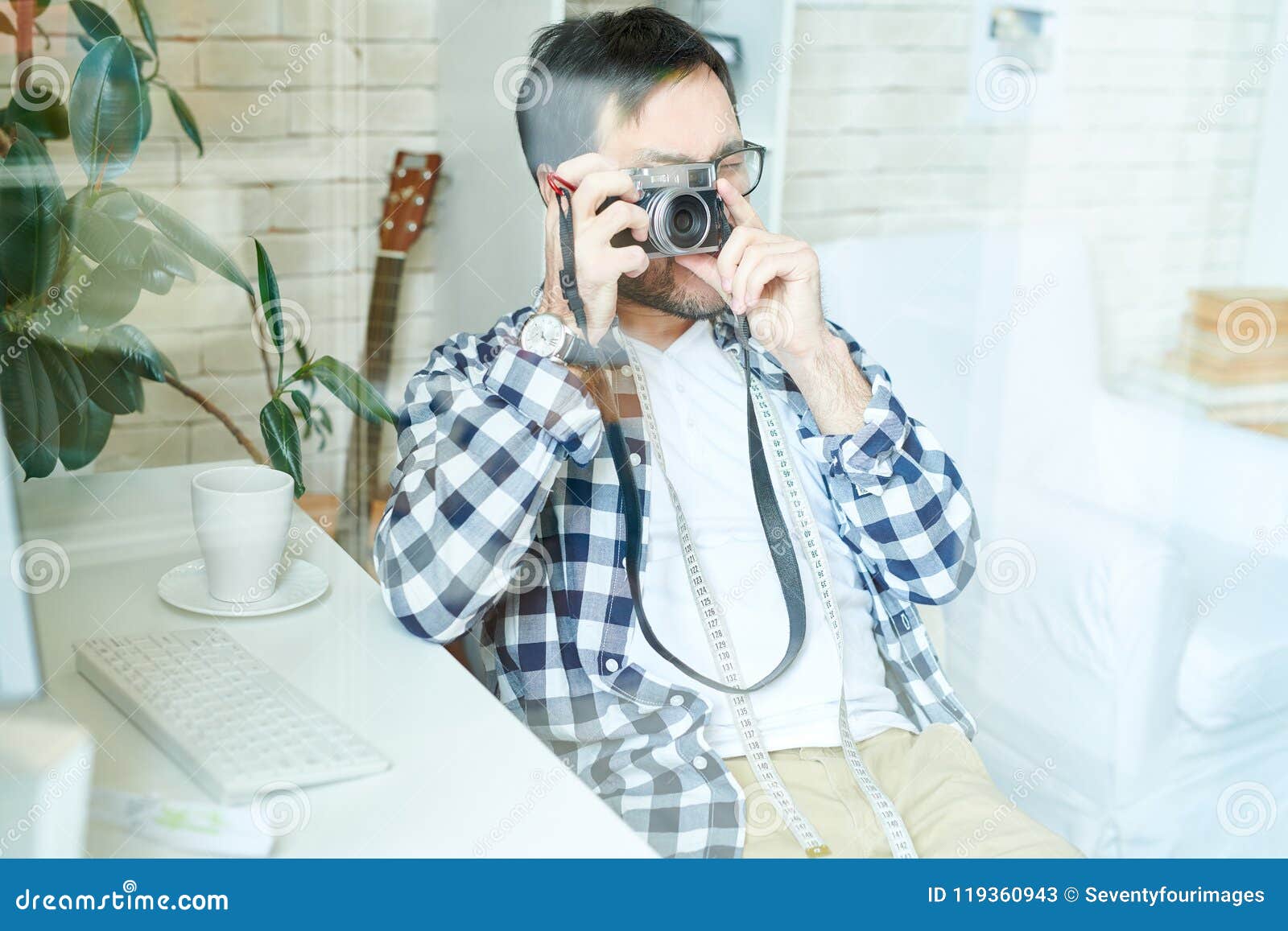 Creative Designer Using Photo Camera Stock Image - Image of creativity ...