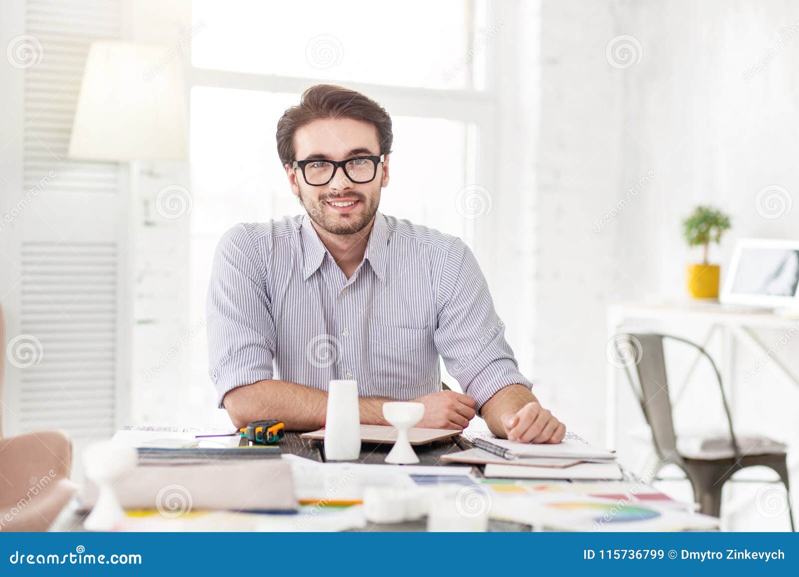 Inspired Manager Sitting in His Office Stock Image - Image of ...