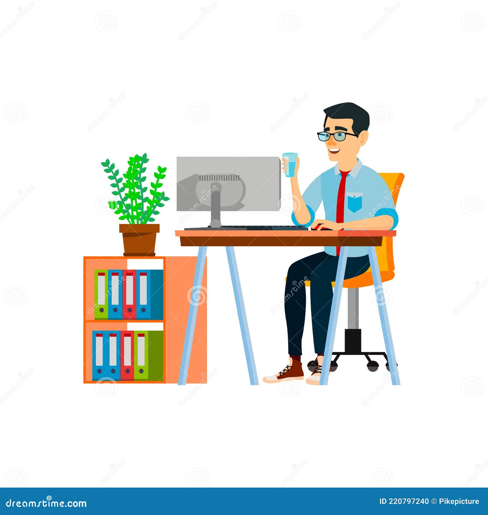 Inspired Programmer Drinking Water on Home Office Working on New ...