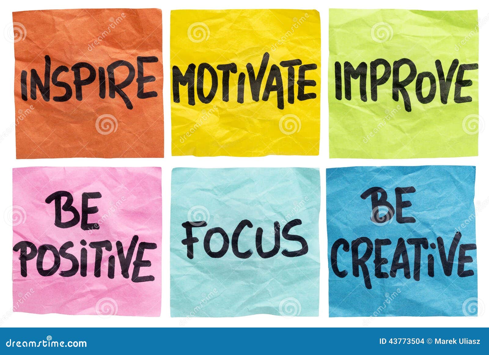 Inspireer, Motiveer, Verbeter Nota's Stock Foto - Image of creatief ...