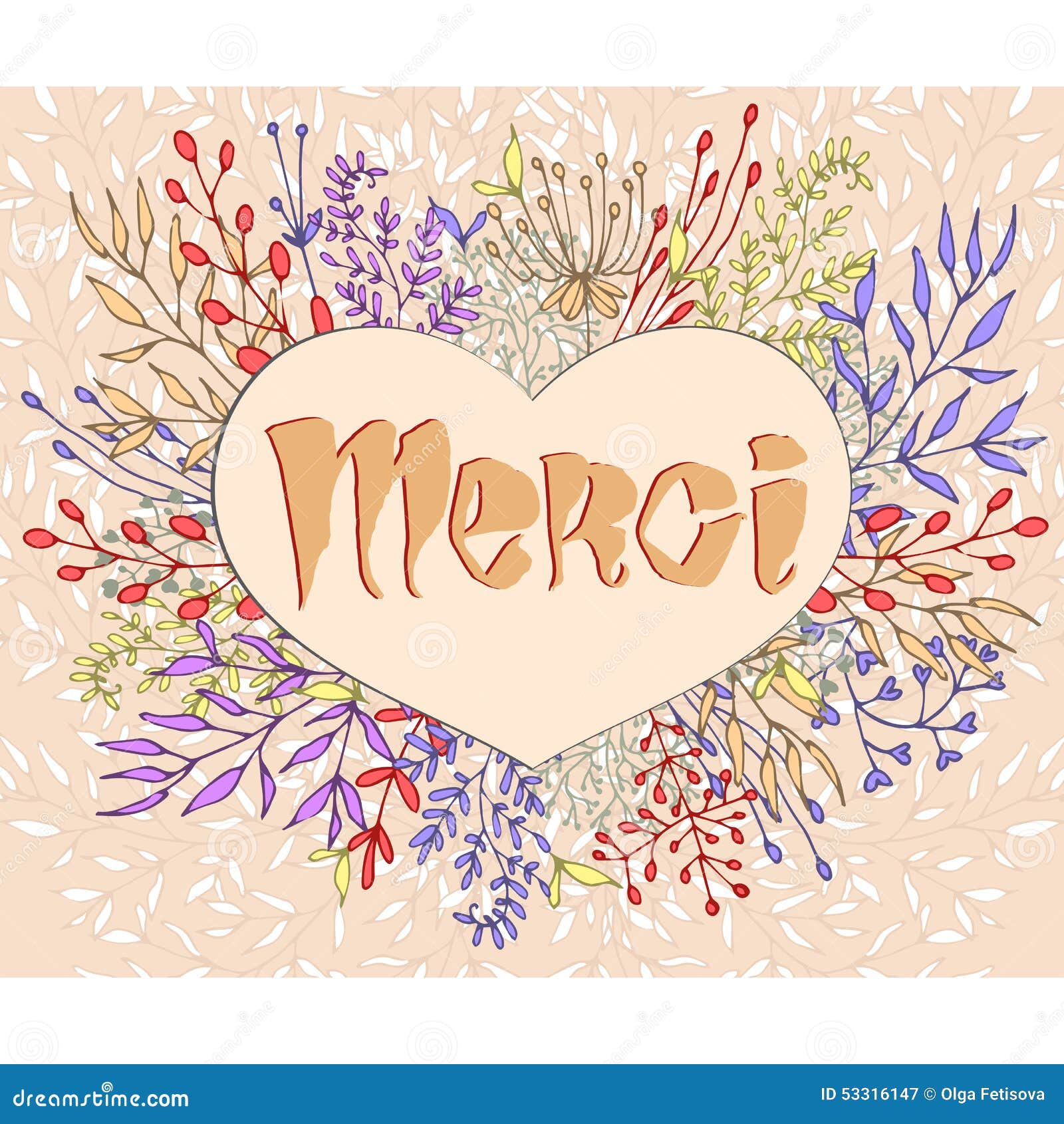 Inspirierend Phrase Merci Gestaltet Durch Blumen Vektor Abbildung ...