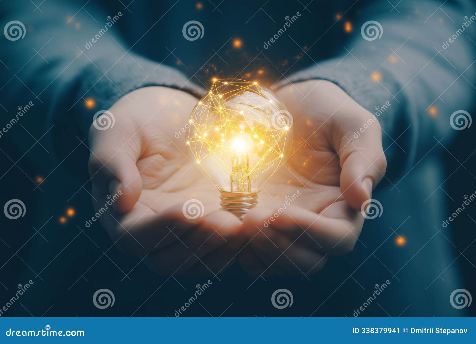 Inspiring Business Innovation Hands Holding Light Symbolizing Growth ...