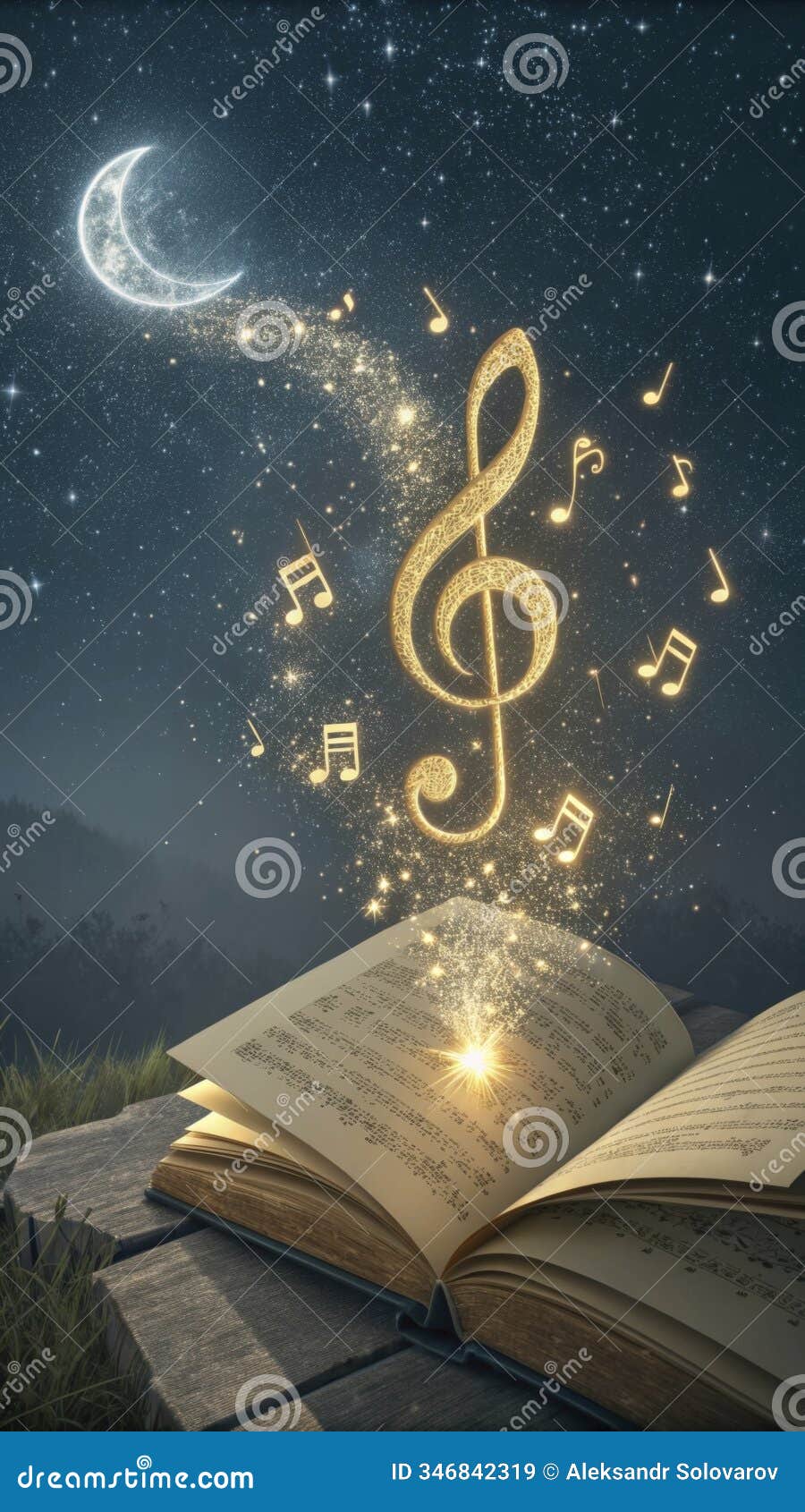 Inspiring Creativity and Imagination, Musical Notes Rising from Open ...