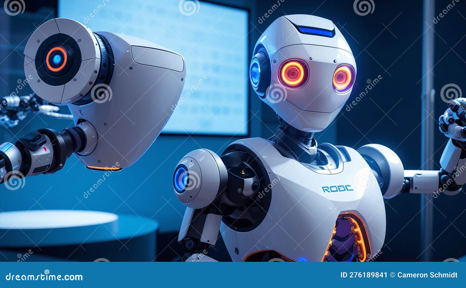 An Inspiring Image of a Robot with Glowing Eyes and a Hand AI ...