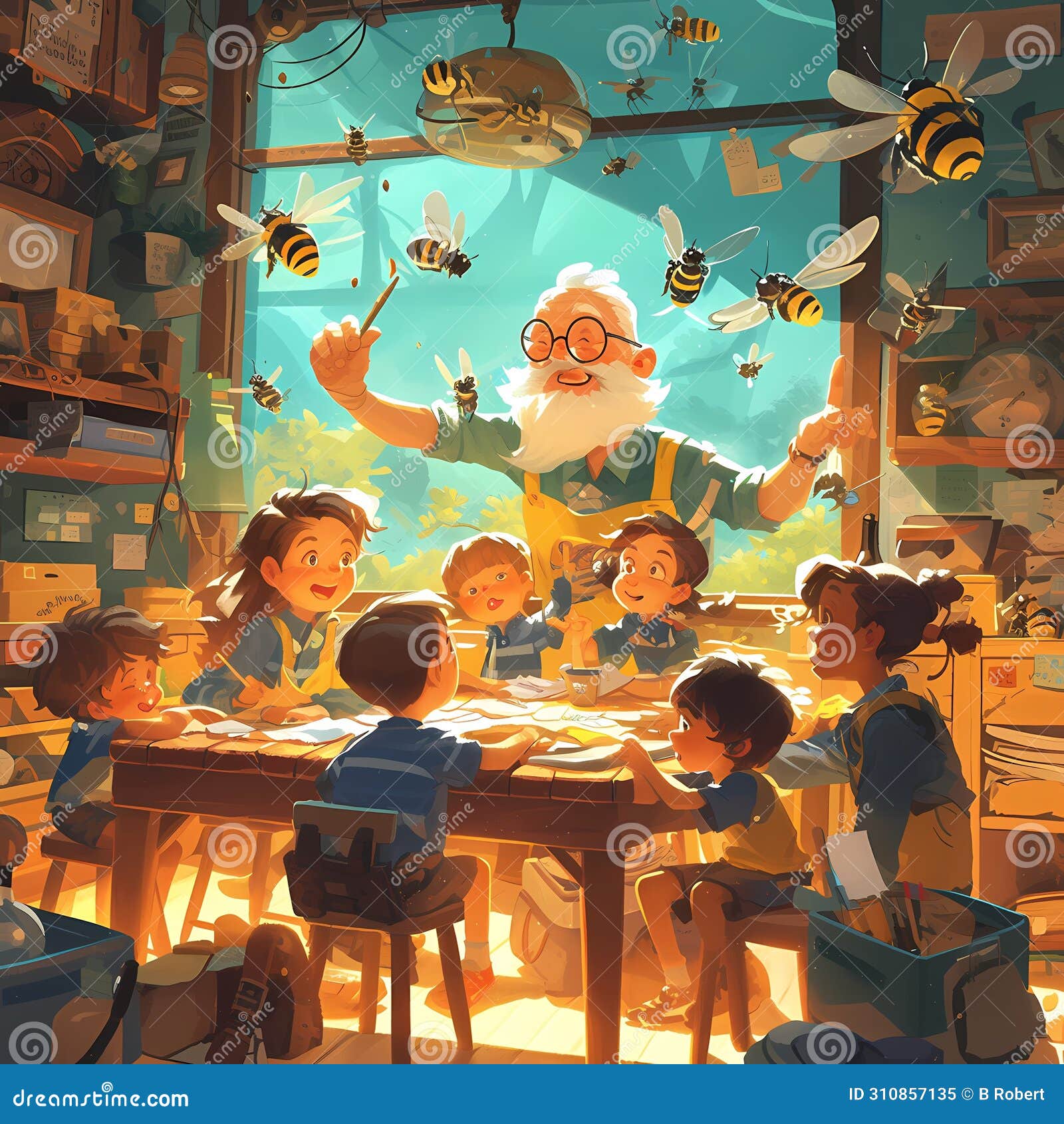 Inspiring Learning: a Gathering of Young Minds Stock Illustration ...