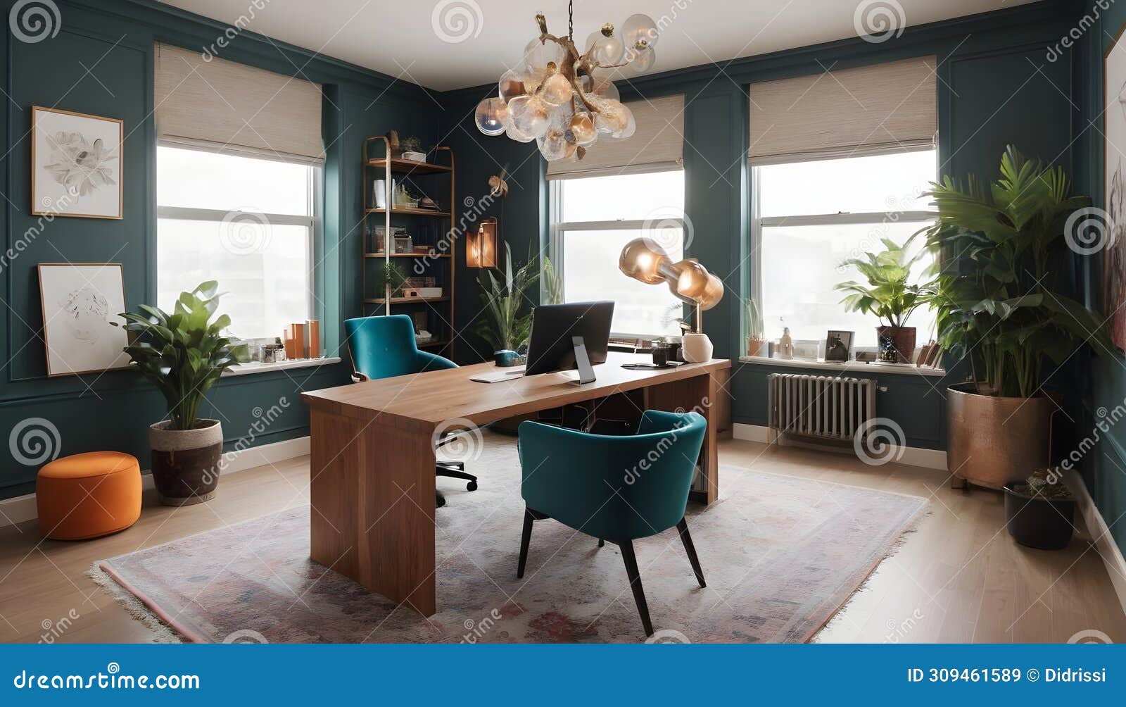 An Inspiring Office Interior Design with Eclectic Style Collab. Stock ...