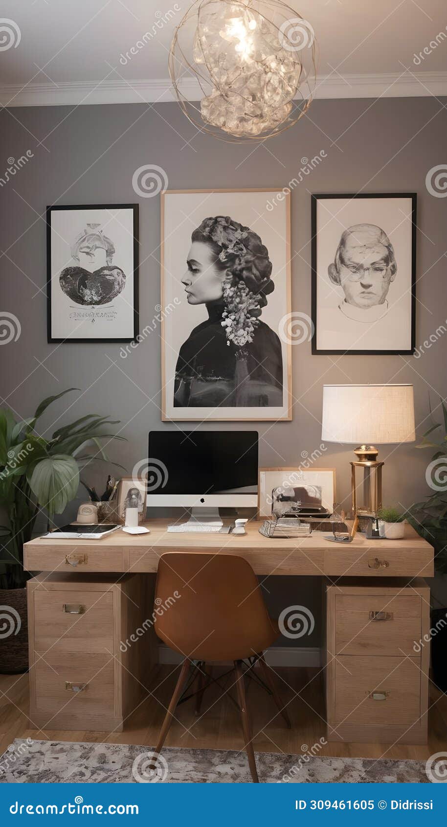 An Inspiring Office Interior Design with Eclectic Style Collab. Stock ...