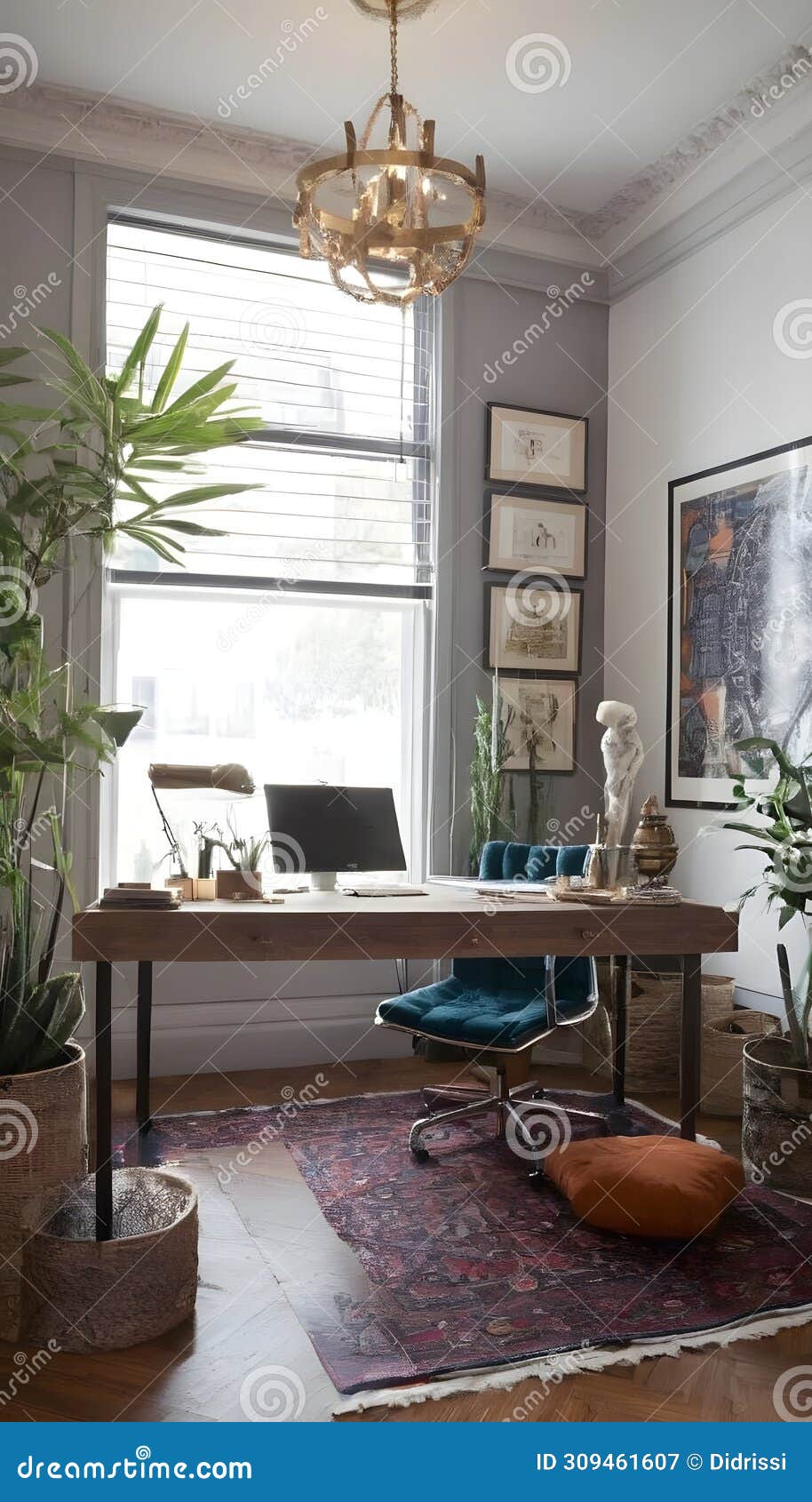 An Inspiring Office Interior Design with Eclectic Style Collab. Stock ...