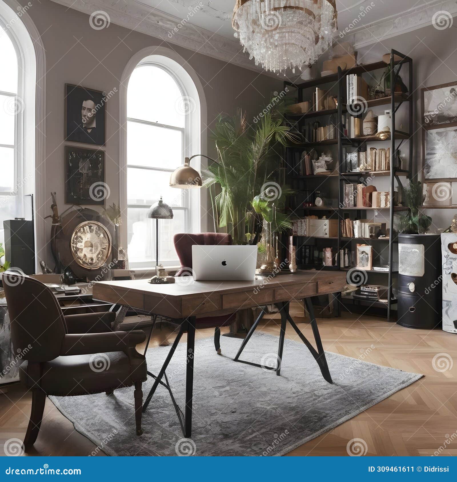 An Inspiring Office Interior Design with Eclectic Style Collab. Stock ...