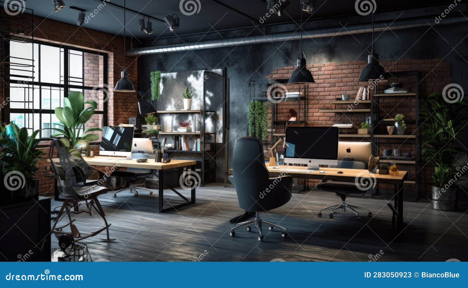 Inspiring Office Interior Design Industrial Style Generative AI AIG 31 ...