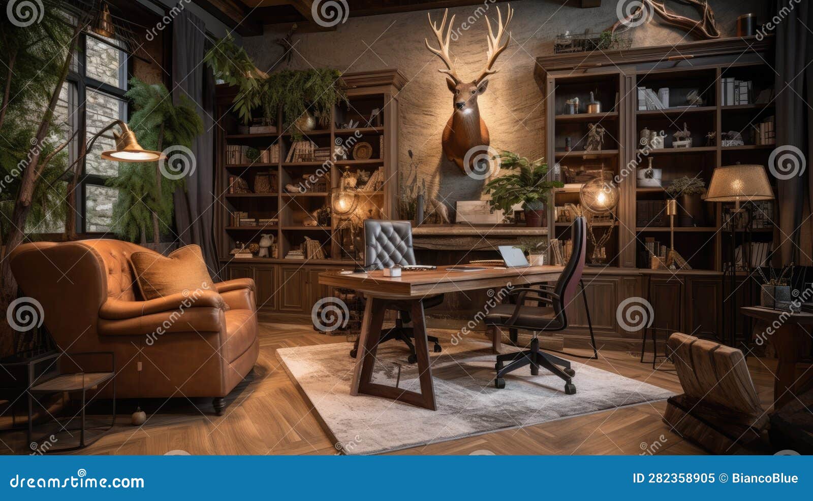 Inspiring Office Interior Design Rustic Style Generative AI AIG 31 ...