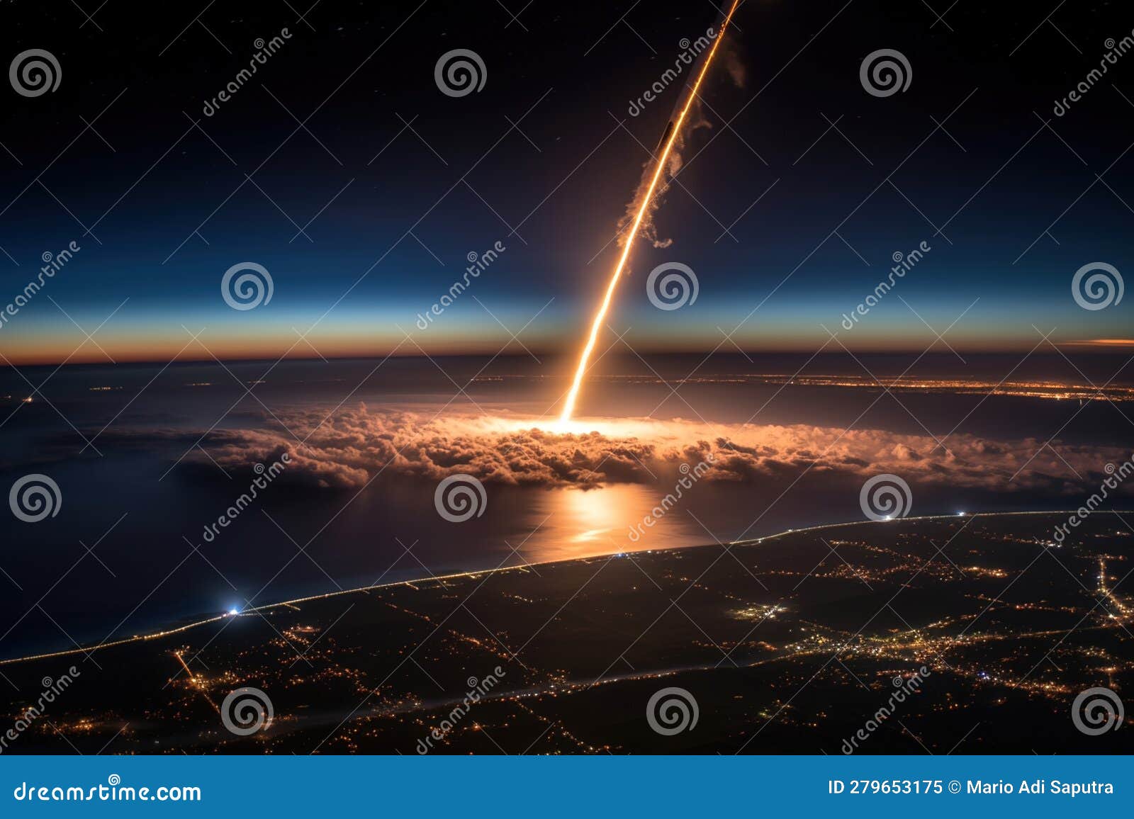 Inspiring Scene of a Space Rocket Launch from Earth Stock Image - Image ...