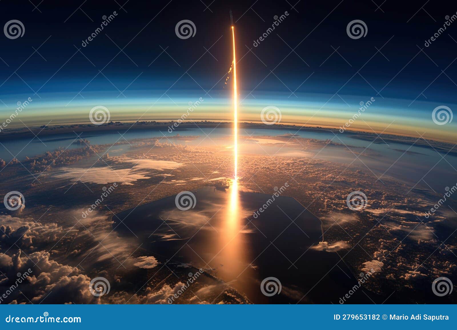 Inspiring Scene of a Space Rocket Launch from Earth Stock Illustration ...