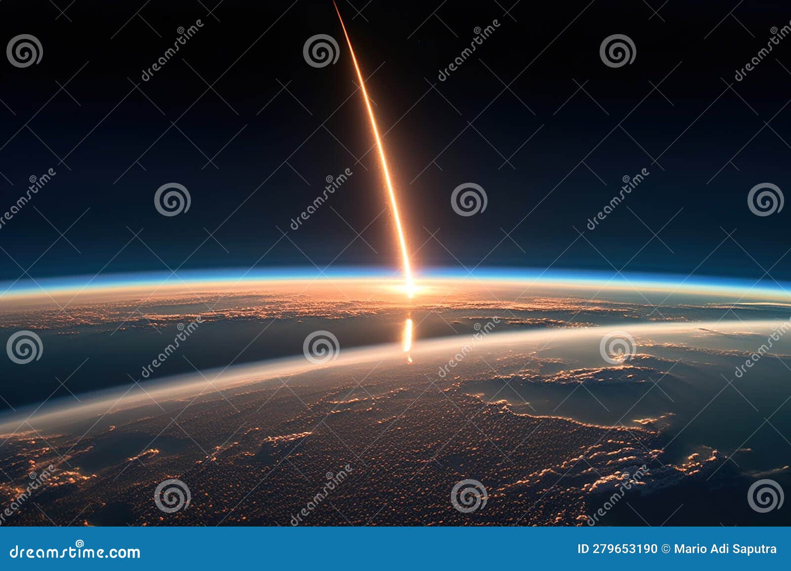 Inspiring Scene of a Space Rocket Launch from Earth Stock Illustration ...