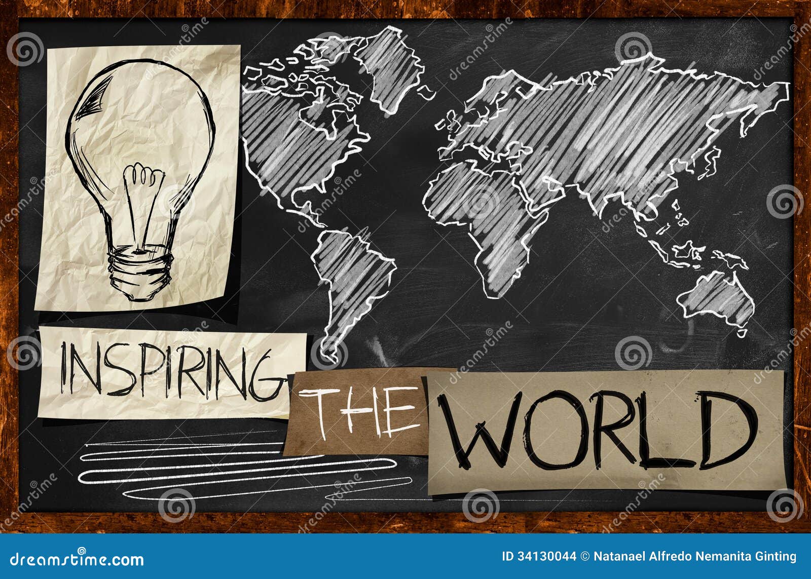 Inspiring the World on Blackboard Stock Illustration - Illustration of ...