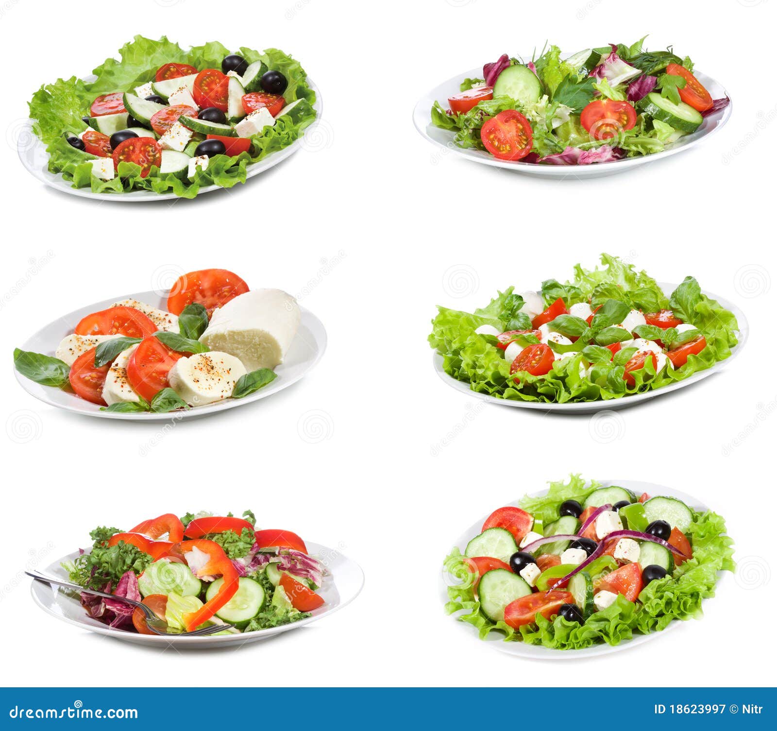 Inställda olika sallader fotografering för bildbyråer. Bild av grek ...