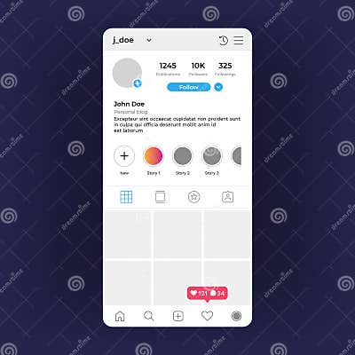 Insta Profile Interface. Social Media Personal Screen, Mobile ...