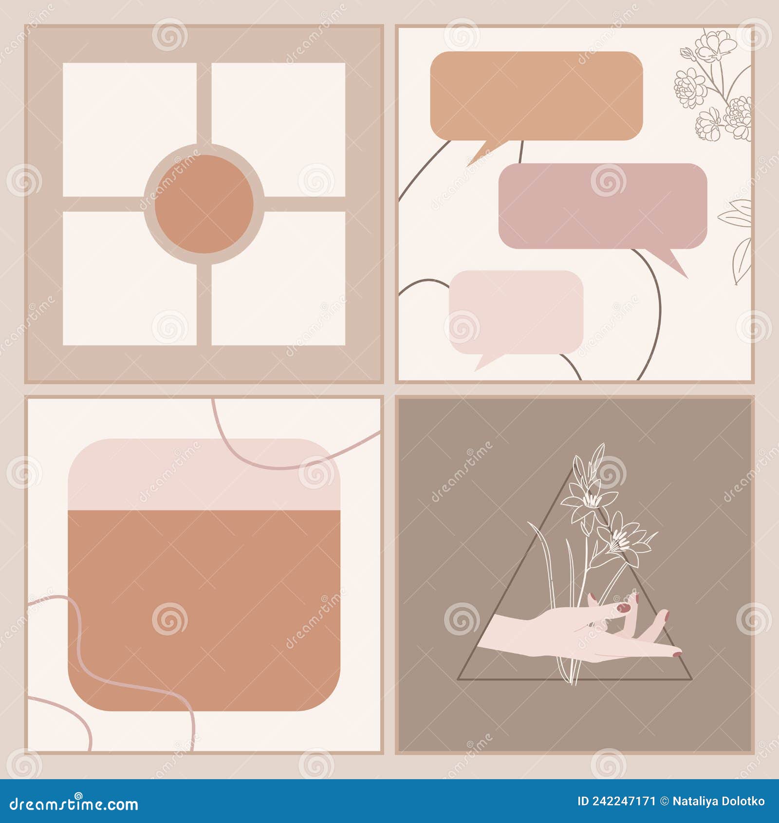 Social Media Abstract Post Templates Stock Vector - Illustration of ...