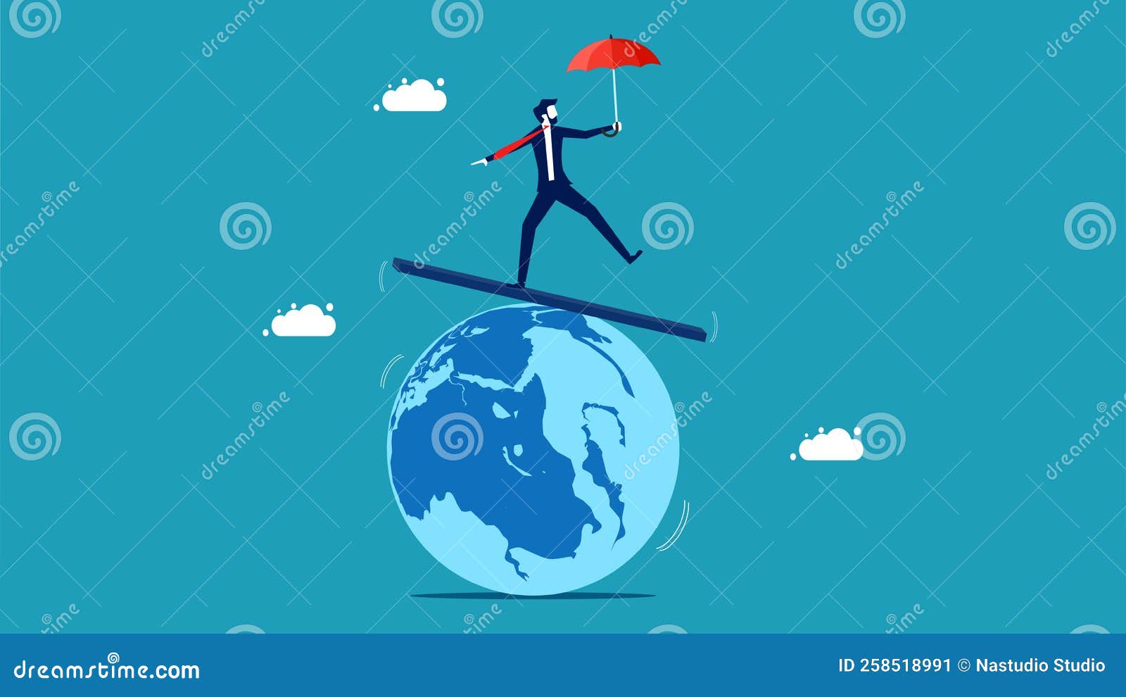 Instability of the World. Businessman Stands in an Unstable World Stock ...