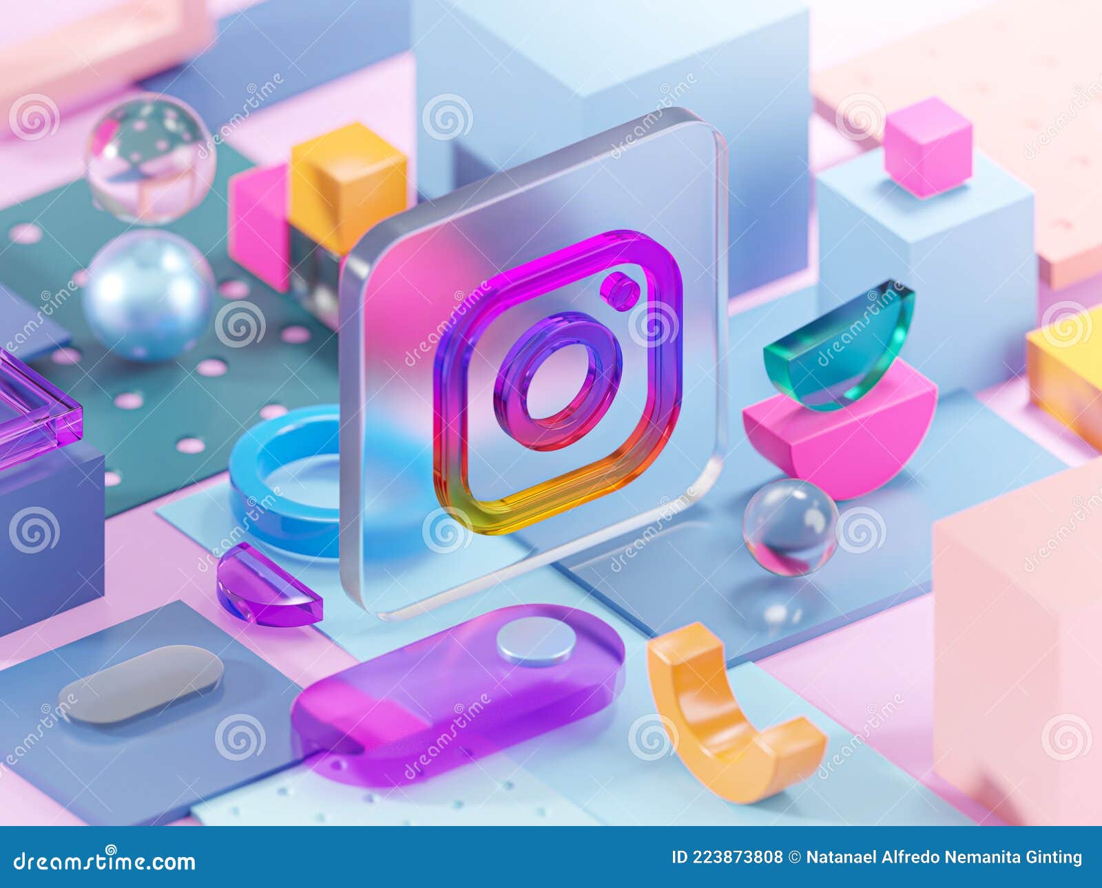 Instagram Glass Geometry Shapes Abstract Composition Art 3D Rendering ...