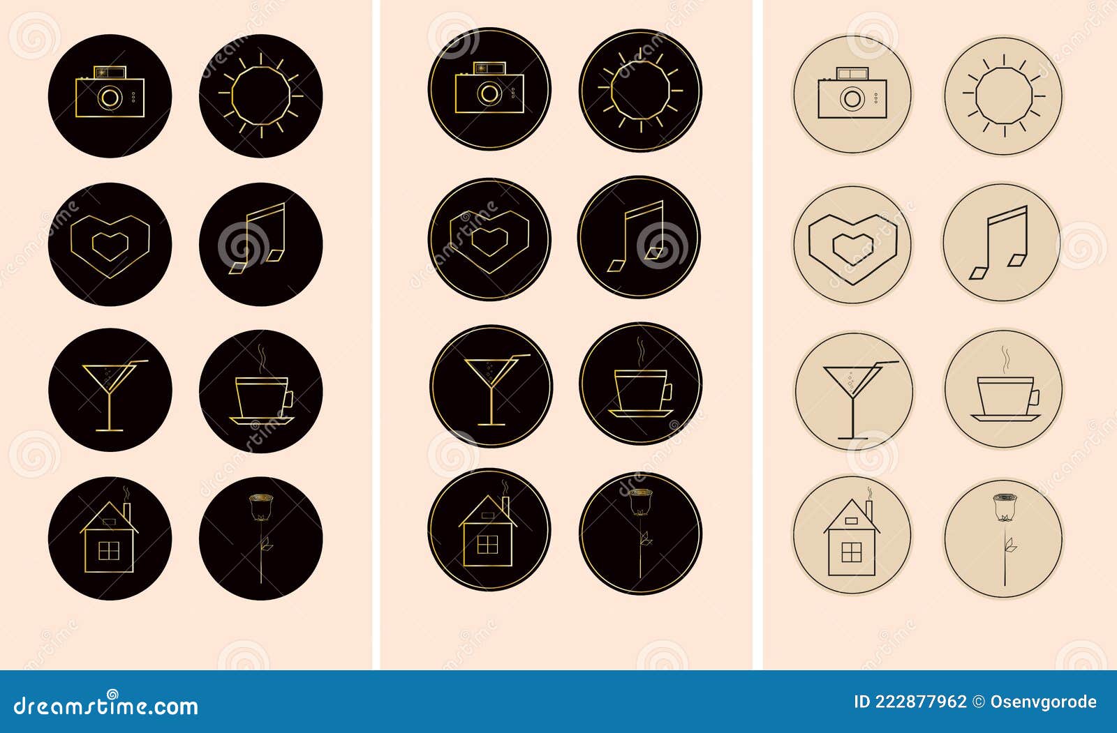 Instagram Highlights` Covers Stock Vector - Illustration of pictograms ...