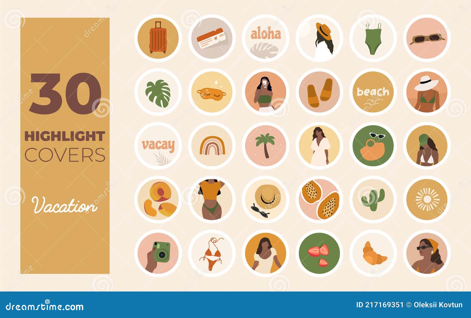 Instagram Highlights Covers. Summer Tropical Vacations Stock Vector ...
