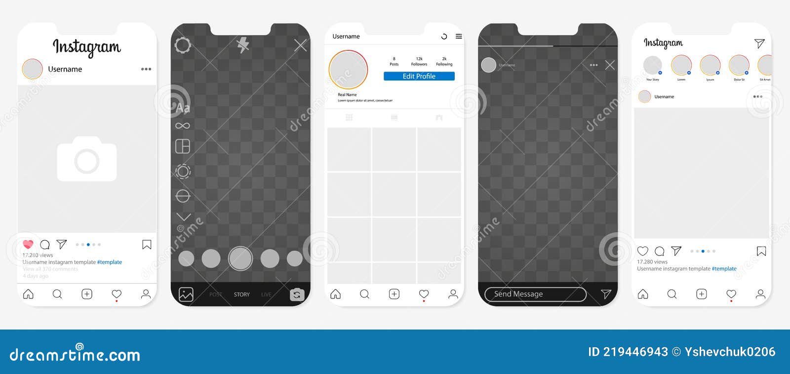 Instagram Mockup. Interface Template On Apple IPhone. Screen Interface ... Instagram Mockup. Interface Template On Apple IPhone. Screen Interface ...