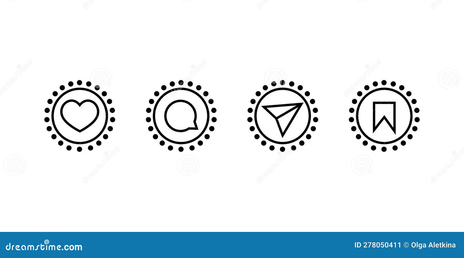Instagram Like, Comment, Share and Save Icons Stock Vector ...