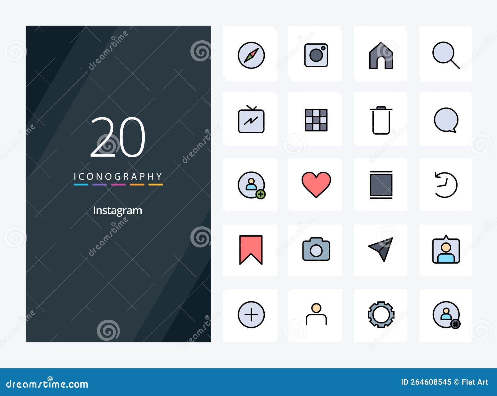 20 Instagram Line Filled Icon for Presentation Editorial Image ...