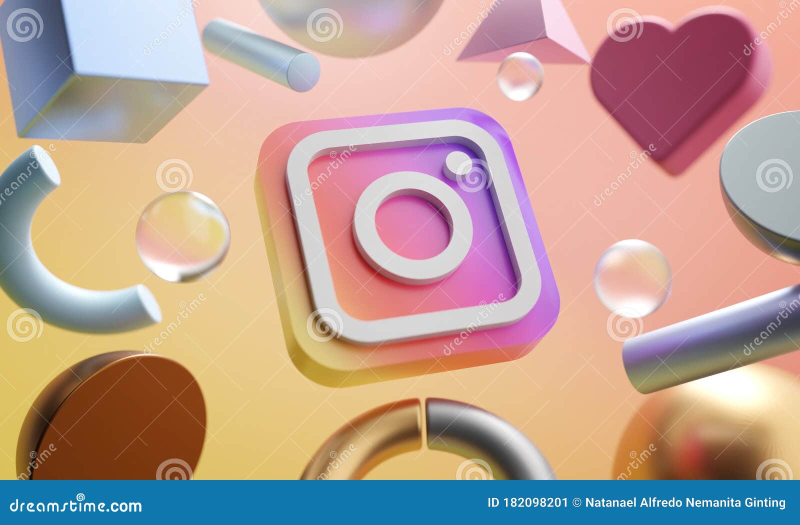 Instagram Logo Around 3D Rendering Abstract Shape Background Editorial ...