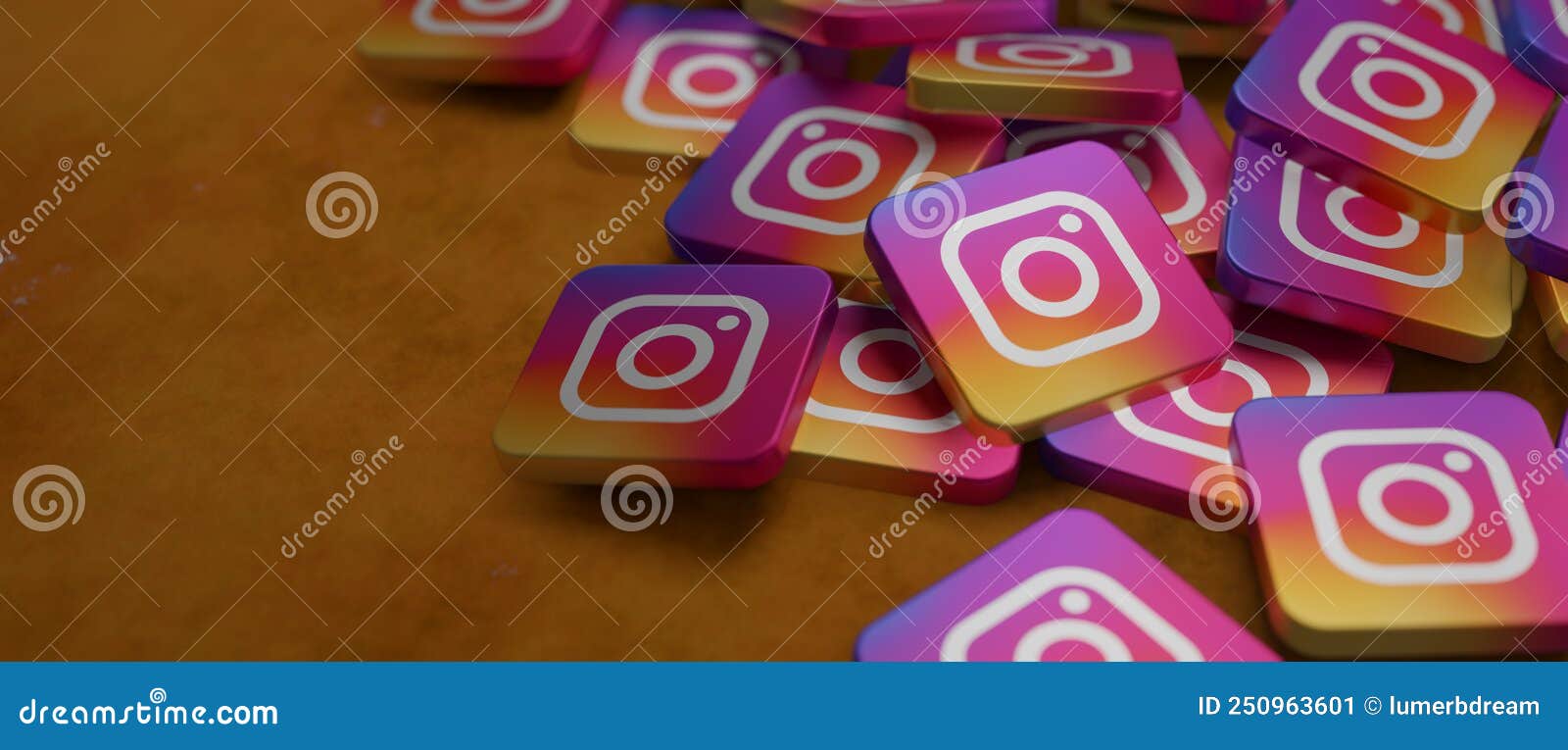 Instagram Logo Concept Banner Scattered Tiles with Copyspace 3D ...