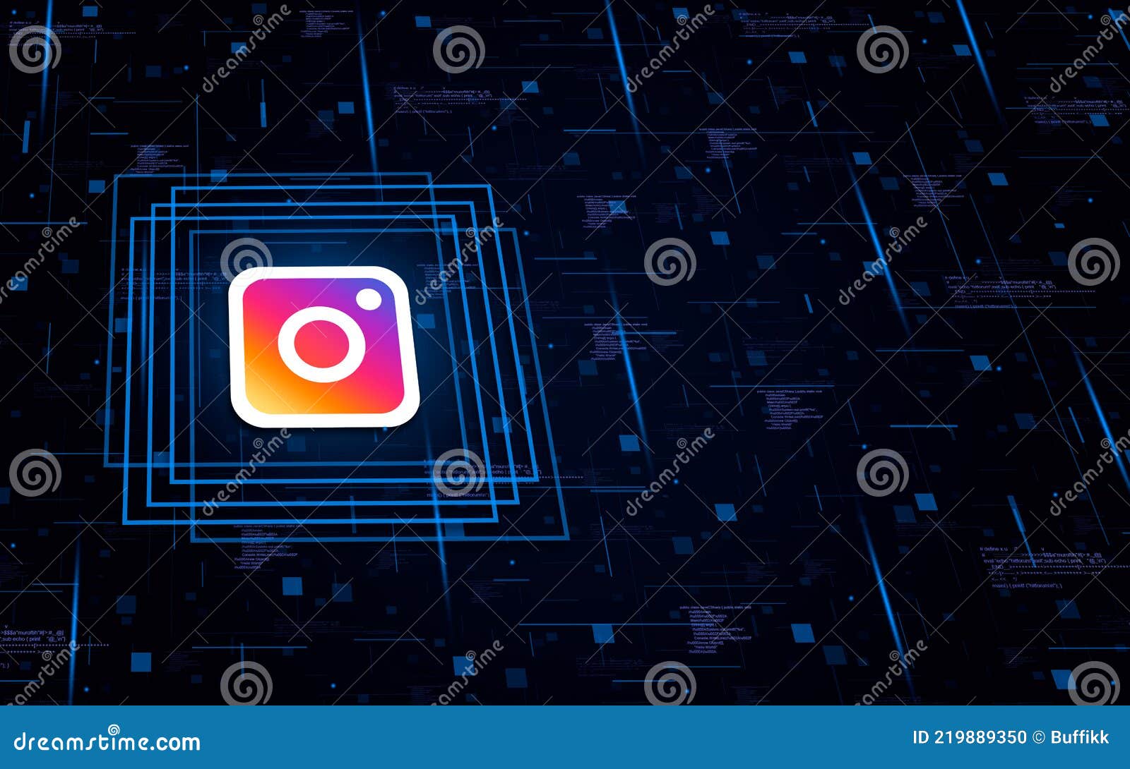 Instagram Logo Icon on Technological Background with Code Elements ...