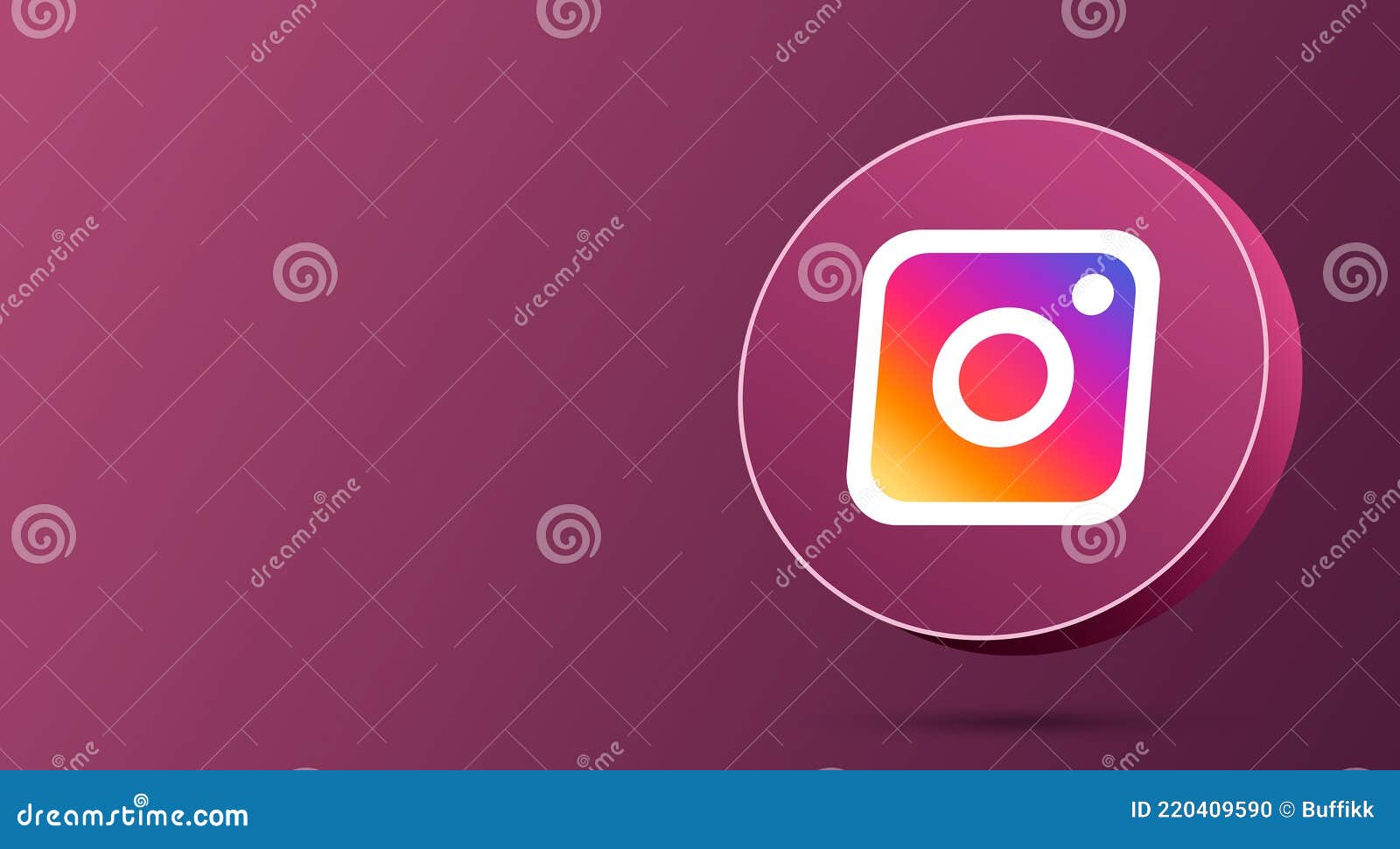 Instagram Logo Minimal Design on the Round Button 3d Render. Social ...