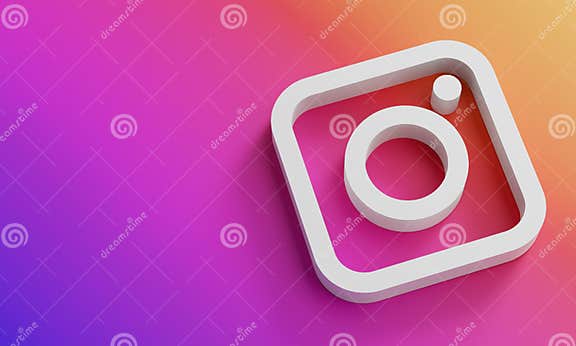 Instagram Logo Minimal Simple Design Template. Copy Space 3D Editorial ...