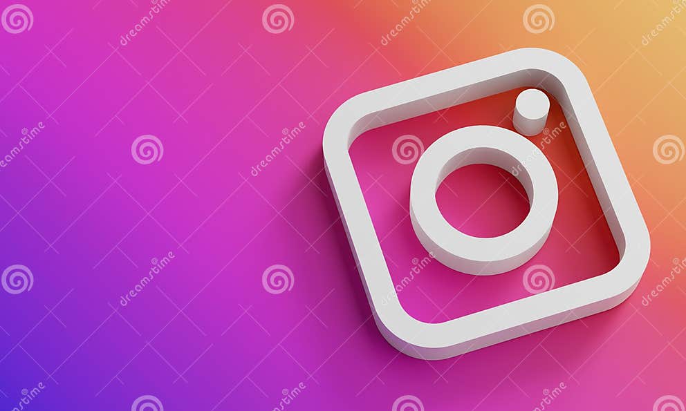 Instagram Logo Minimal Simple Design Template. Copy Space 3D Editorial ...