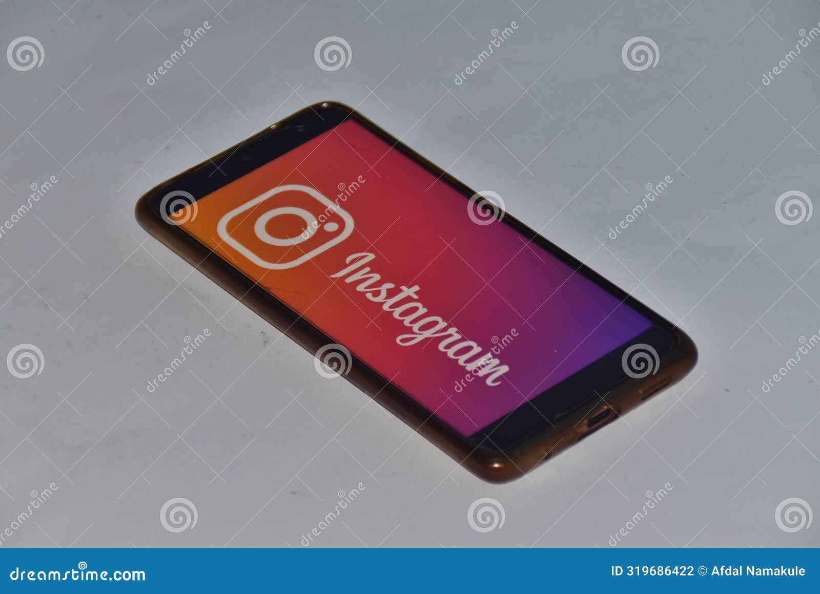 Instagram Logo on Mobile Screen for Wallpaper or Background Editorial ...