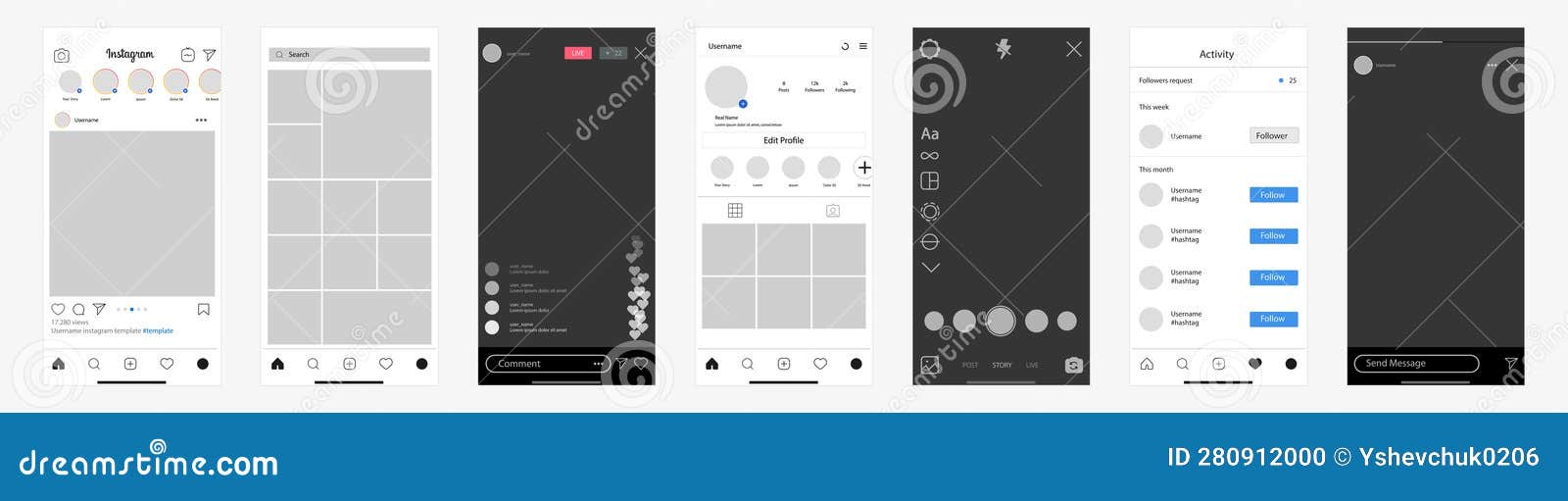 Instagram. Instagram Mockup. Instagram Mobile App Interface Template on ...