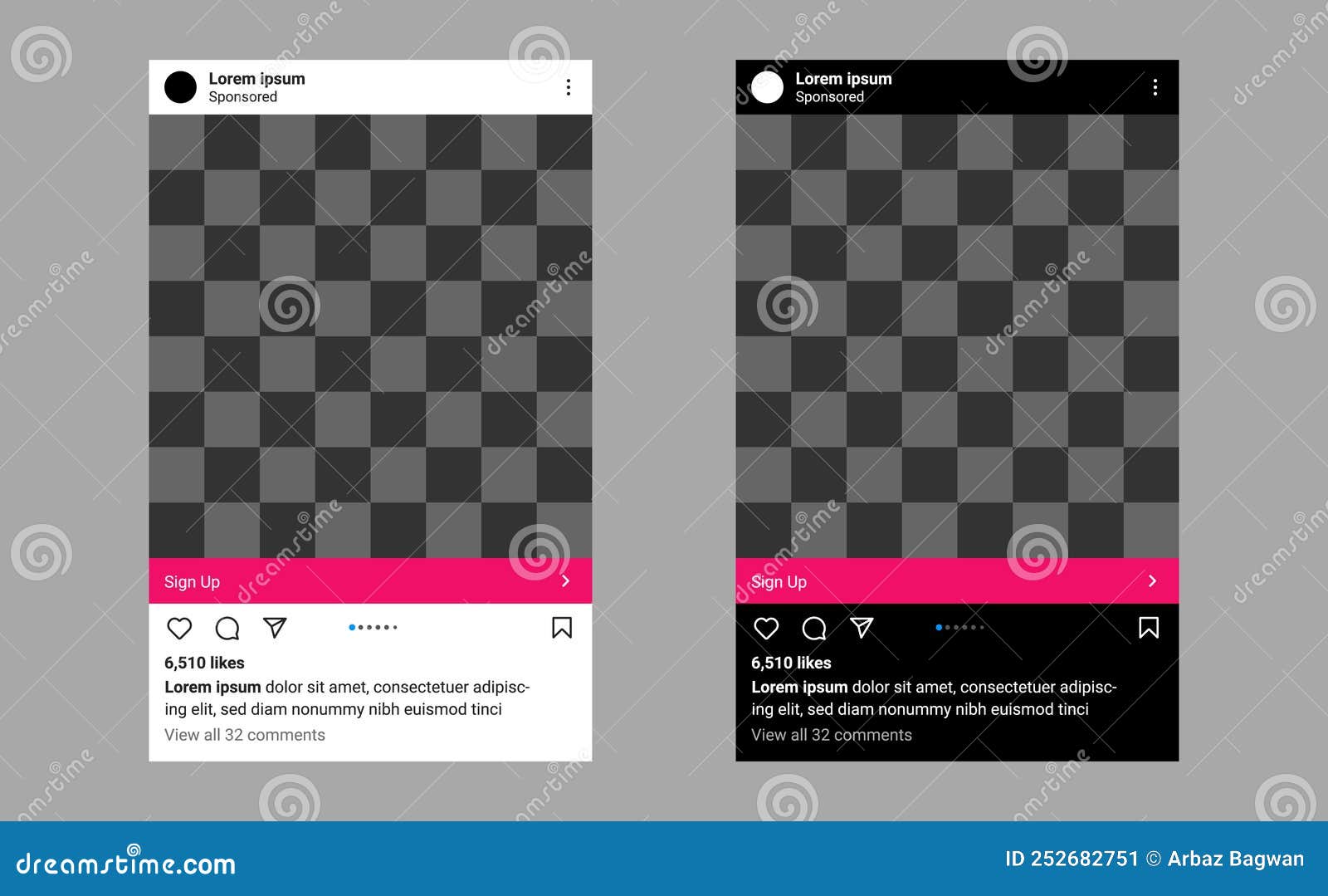 Instagram Mockup Post Empty Screen Ui Background Cartoon Vector ...