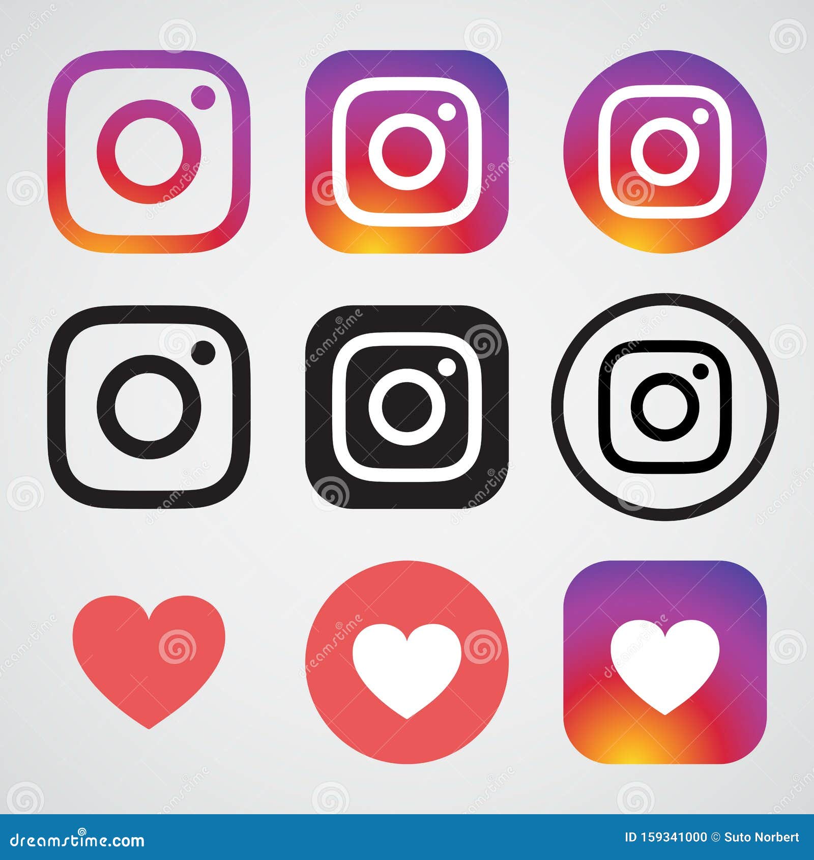 Instagram Icons New Instagram Icon Printed On Paper Stock Illustration