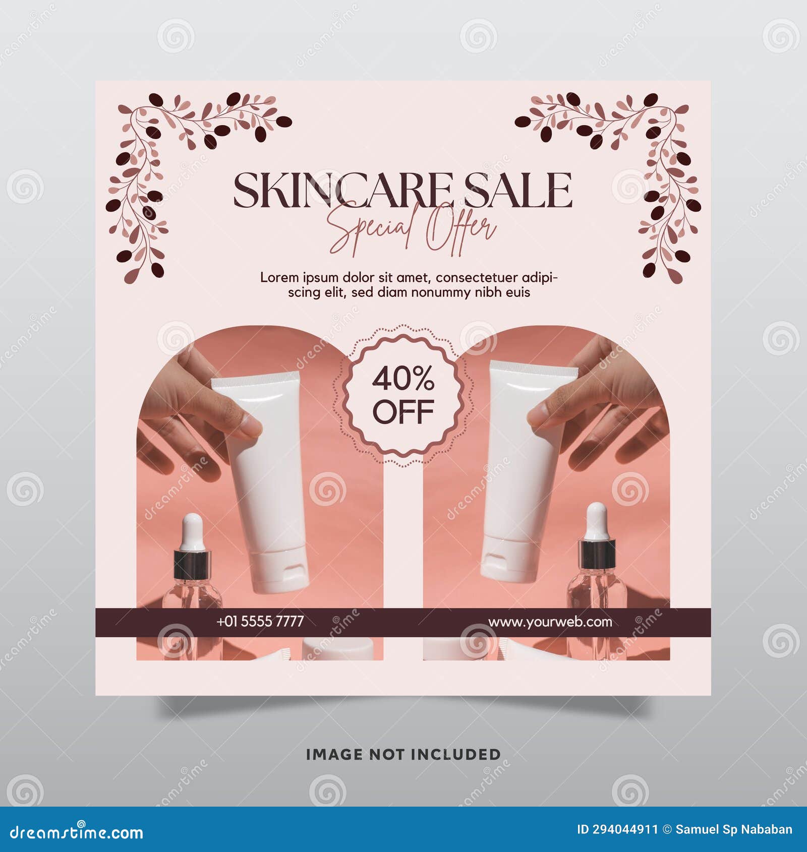 Beauty Product Social Media Post Promo Minimalist Style Vector Template ...