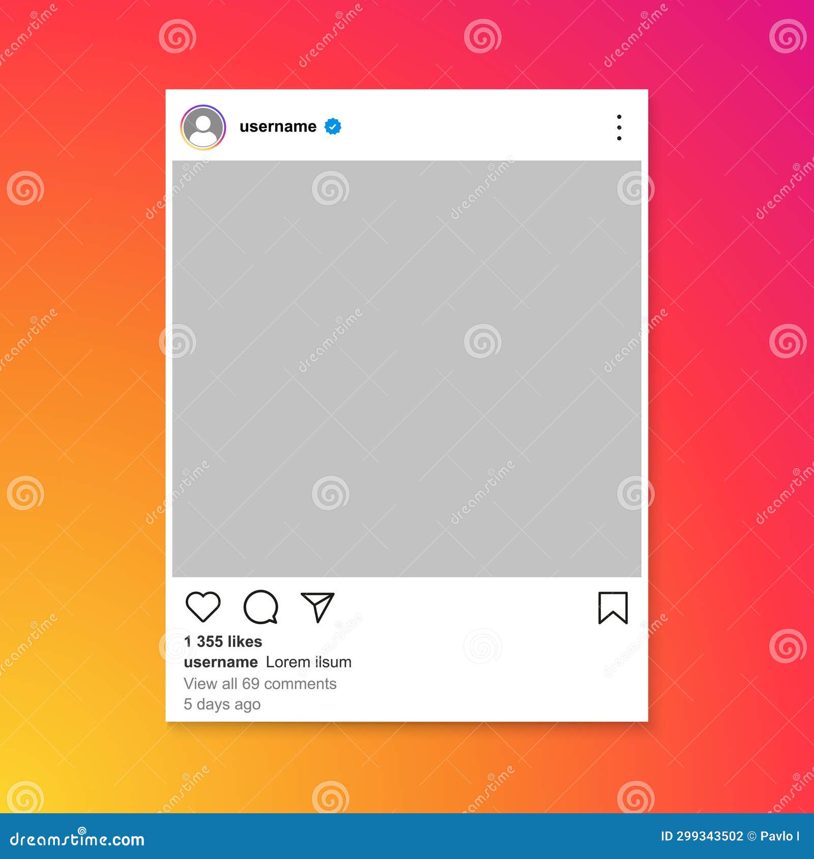 Instagram Post Feed Frame Mockup Template on the Background of ...