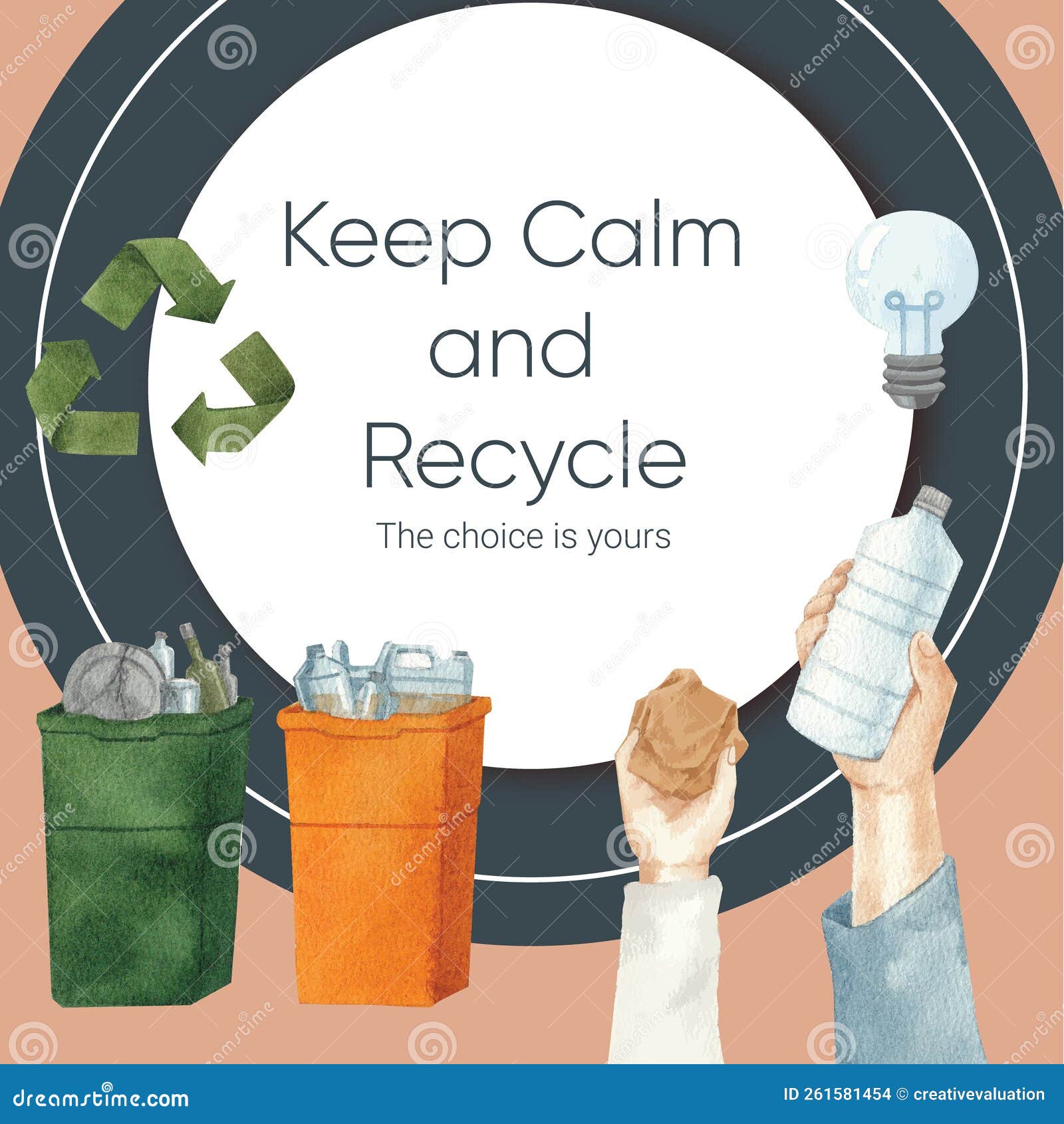 Instagram Post Template with Global Recycling Concept, Watercolor Style ...